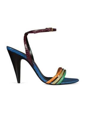 Saint Laurent Sandalen - Multi-Colored Liya Sandals With Crossed Front Stra - Gr. 37 (EU) - in Schwarz - f&uuml;r Damen