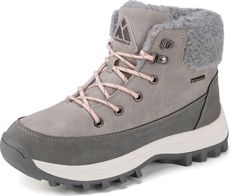 Mishansha Winterstiefel Damen Gefüttert Warm Winterschuhe Rutschfest Outdoor Frauen Schneestiefel für Trekking und Alltag Grau EU 42