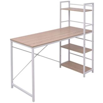 vidaXL Schreibtisch mit B&uuml;cherregal mit 4 B&ouml;den Eiche - Vidaxl