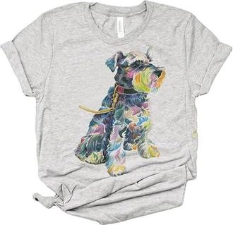 Keephen Femmes Schnauzer Graphique T-Shirts Dr&ocirc;le Schnauzer Impression 3D Manches Courtes Col Rond &Eacute;t&eacute; Maman de Chien Pullover Tops