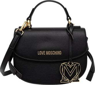 Love Moschino Tote-Bag mit Logo-Plakette und Herz-Anh&auml;nger - - Bags - Damen - Schwarzk - ONE SIZE