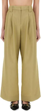 Ganni Twill Wool Trousers - Beige