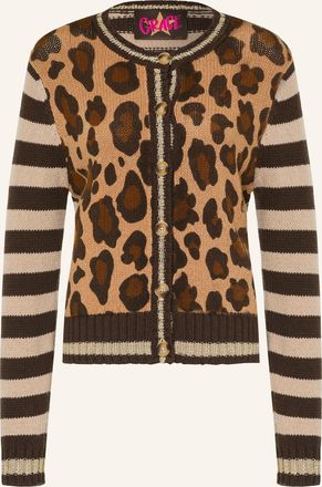 Grace Grace Strickjacke Mit Cashmere Und Glitzergarn braun