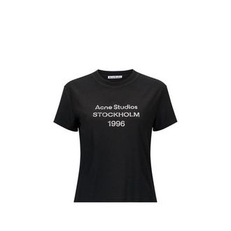 Acne Studios T-shirt &agrave; logo en coton m&eacute;lang&eacute;