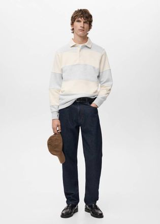 Mango Sweat-shirt polo rayures gris chin&eacute; clair - Homme - XXL - MANGO MAN