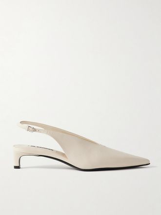 Jil Sander Escarpins À Brides Arrière En Cuir - Blanc cassé
