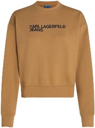 Karl Lagerfeld Karl Lagerfeld Jeans, Femme, Sweat &Agrave; Logo Essential, Coupe R&eacute;guli&egrave;re, Brun, M
