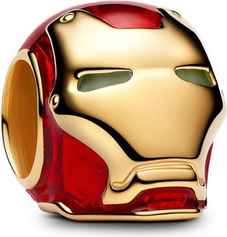Pandora Moments Marvel Iron Man Helm Charm mit 14K vergoldeter Metalllegierung, Kompatibel Moments, 764213C01