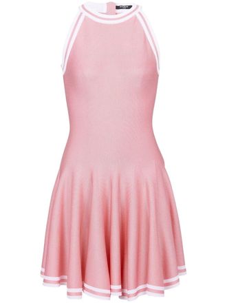 Balmain robe patineuse &agrave; design sans manches - Rose