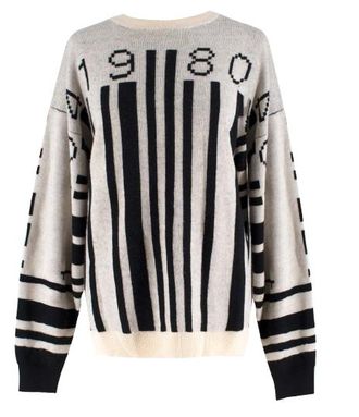 Jeremy Scott Runway Wool Barcode Intarsia Knit Jumper Size M