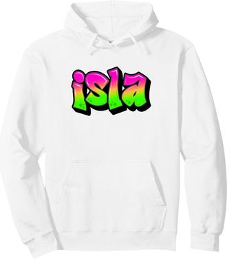 BDAZ Isla Graffiti Personalisierter Name Gr&uuml;n Rosa Frauen M&auml;dchen Pullover Hoodie