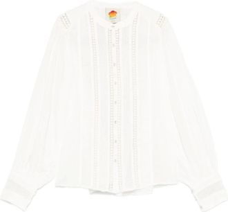 Farm Rio Farm Rio, Femme, Blouses et Chemises, Blanc, Taille: 40 FR Chemise en coton brod&eacute;