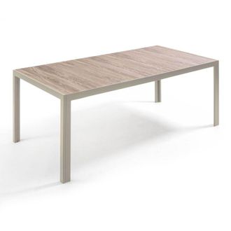 Oviala Table de jardin en aluminium et c&eacute;ramique effet bois 206 cm cr&egrave;me - Tivoli