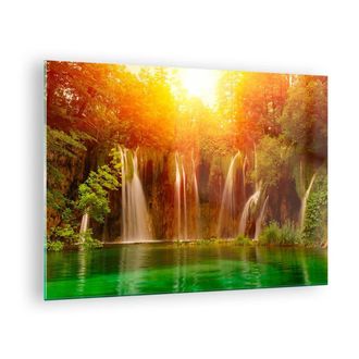 Arttor Bilder auf Glas Kroatien nationalpark wasserfall Glasbild 70x50cm Wandbilder Dekoration Wohnzimmer Schlafzimmer K&uuml;che Deko Klein Wanddeko Bild im Glas