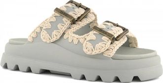Mou Femme, Chaussures, Vert, Taille: 39 EU Two-Buckle Slide