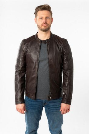 Mauritius Lederjacke MMTibor SF kurzer Kragen mit Druckkn&ouml;pfen