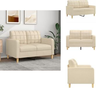 vidaXL 2-Sitzer-Sofa Creme 120 cm Stoff - 2-Sitzer Sofa - Cremefarbenes Sofa - Wohnzimmersofa - Gem&uuml;tliches Sofa - Modernes Sofa