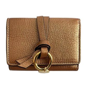 Chlo&eacute; Portefeuille Mini Pliant en Cuir Alphabet Pre-owned - Femme - Pre-owned - Brun - Taille: ONE Size