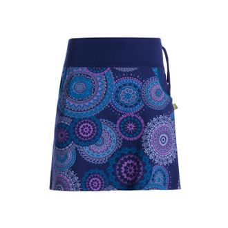 vishes kurzer Damen-Rock mit Mandalas in dunkelblau I Gr&ouml;&szlig;e L (40-42) I Handgefertigt aus 100% Baumwolle I Rock mit Taschen I Ideal f&uuml;r warme & kalte Monate 