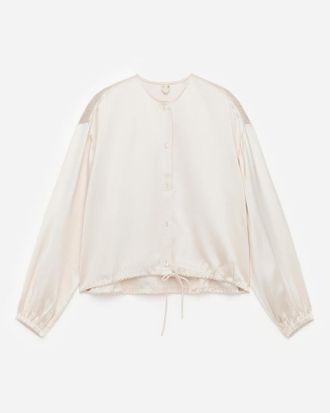 Arket Satinbluse Mit Volumin&ouml;sen &Auml;rmeln -Wei&szlig;