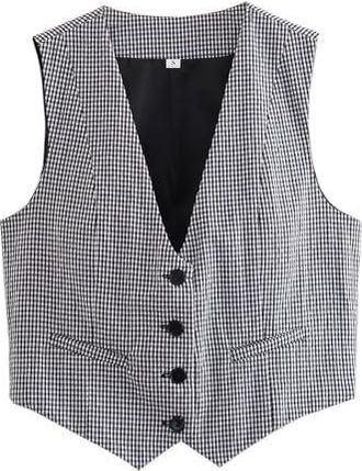 Generic Gilet court pour femme - Gilet cargo surdimensionné pour femme - Gilet dété léger sans manches - Fermeture éclair - Décontracté - Streetwear - Veste d