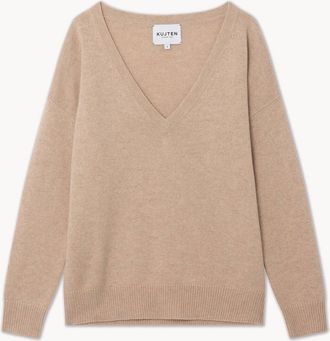 Kujten Pull col V femme manches longues, 4 fils - Pull Eda