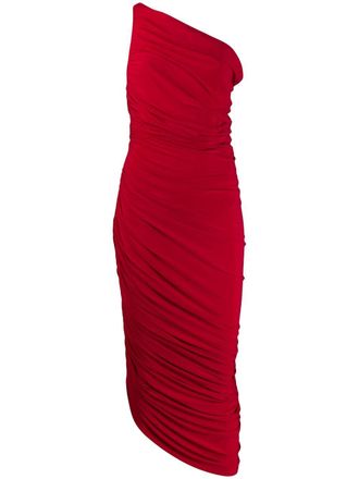Norma Kamali robe fronc&eacute;e asym&eacute;trique &agrave; une &eacute;paule - Rouge