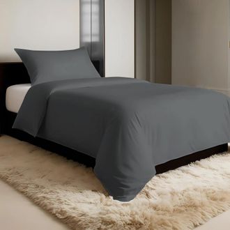 Pizuna 600 Fadenzahl aus Baumwolle Bettw&auml;sche Dunkelgrau, 100% Langstaple Baumwolle Bettbezug und Kissenbezug, 100% Baumwolle Mako Satin 2-Teilig Bettw&auml;sches