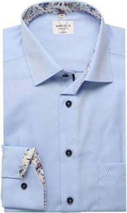 Marvelis Chemise &agrave; manches longues pour homme, coupe non ferroviaire, unie, 13 New Kent, Bleu 10, 44