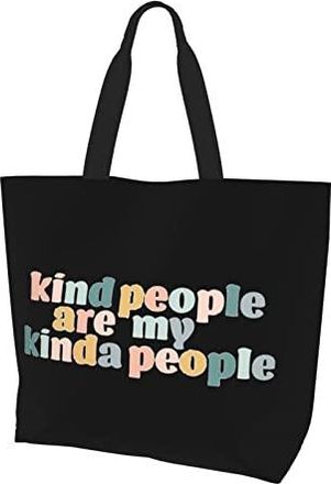 AOOEDM Kind People Are My Kinda People Ladies Canvas Tote Sac &agrave; provisions r&eacute;utilisable