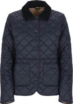 Barbour Femme, Vestes, Bleu, Taille: 42 FR Veste matelass&eacute;e bleue avec col en velours c&ocirc;tel&eacute;