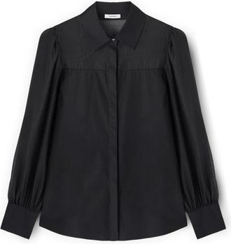 Motivi Femme, Blouses et Chemises, Noir, Taille: 34 FR Chemise en popeline avec empi&egrave;cements semi-transparents