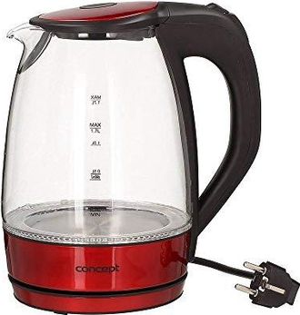 Concept électroménager RK4030re BOUILLOIRE VERRE ET INOX, 1,7 LITRE, ECLAIRAGE LED, 2200 W, FILTRE ANTICALCAIRE