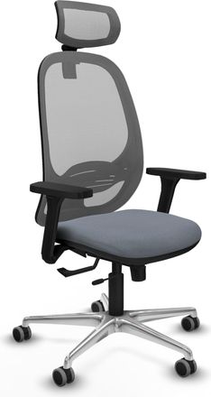 Piqueras y Crespo B&uuml;rostuhl mit 24-Stunden-Nutzungszertifikat, mit 3D-Armen, h&ouml;henverstellbare Lendenwirbelst&uuml;tze und h&ouml;henverstellbares Kopfteil, Grau/Grau
