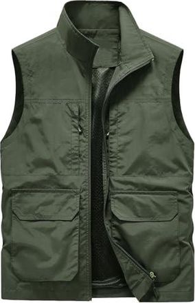 Generic Gilet Softshell fin &agrave; col montant pour homme, fermeture &eacute;clair avec poche &agrave; revers, s&eacute;chage rapide et respirant, gilets minimalistes l&eacute;gers et imperm&eacute;