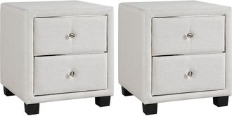 Vente-Unique 2-er Set Nachttische mit 2 Schubladen - Stoff - Elfenbein - PICHONIA