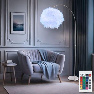 Globo Lighting Globo Lighting - Lampadaire lampe à arc réglable en hauteur avec ressorts lampadaire télécommande dimmable, blanc argenté, led rgb 8,5W 806Lm blanc