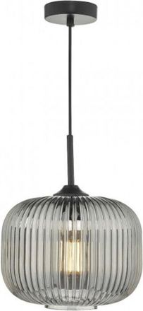 Där Lighting DAR DEMARIUS - Suspension cylindrique noir et verre fumé, 1x E27