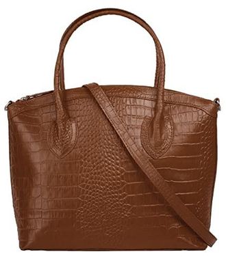 Cluty Sac &agrave; main Damen echt Leder | Fabriqu&eacute; en Italie, sac &agrave; bandouli&egrave;re en crocodile, business shopper, porte-documents avec compartiments internes 021320