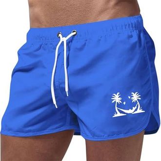 Generic Short de bain hawa&iuml;en &agrave; s&eacute;chage rapide pour homme avec poches, bleu, 3XL