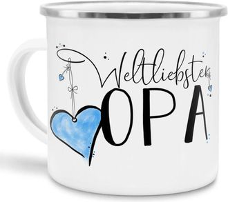 Tassendruck Emaille mit Spruch für den Weltbesten Opa - Kaffeetasse/Familie/Geschenk-Idee/Mug/Cup/Emaille klein