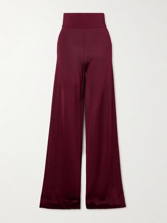 Galvan Hose Mit Weitem Bein Aus Stretch-strick - Burgunder