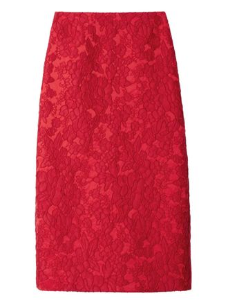La DoubleJ jupe mi-longue à fleurs - Rouge