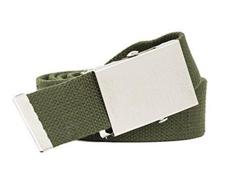 shenky Ceinture en tissu à raccourcir soi-même - plusieurs coloris disponibles - L 160 x l 4 cm - vert kaki - 112cm