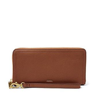 Fossil Portefeuille pour femme Logan, PU, PVC Zip Clutch brun 19.7 cm L x 1.9 cm W x 10.2 cm H SL7831200