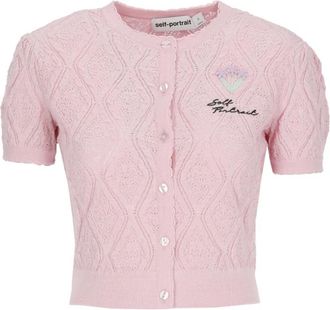 Self Portrait Femme, Pulls, Rose, Taille: 40 FR Pointelle Knit Top
