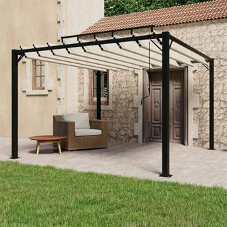 vidaXL vidaXL Tonnelle avec toit &agrave; persienne 3x3 m Cr&egrave;me Tissu et aluminium
