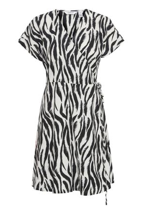 b.young BYFALAKKA Damen Kleid Freizeitkleid Blusenkleid V-Ausschnitt Leinenmix Regular fit, Gr&ouml;&szlig;e:40, Farbe:Black Animal Mix (202912)