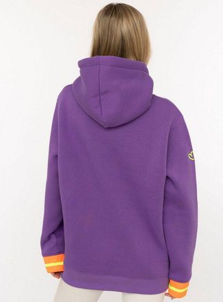 Zwillingsherz Hoodie SMILE gro&szlig;e Stickerei, gestreifte B&uuml;ndchen, Fronttasche, Kapuze