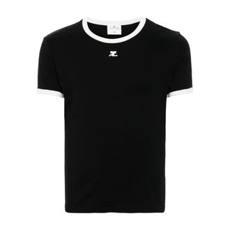 Courr&egrave;ges Schwarzes Baumwoll-Jersey-T-Shirt - - Tops - Herren - Schwarzk - L